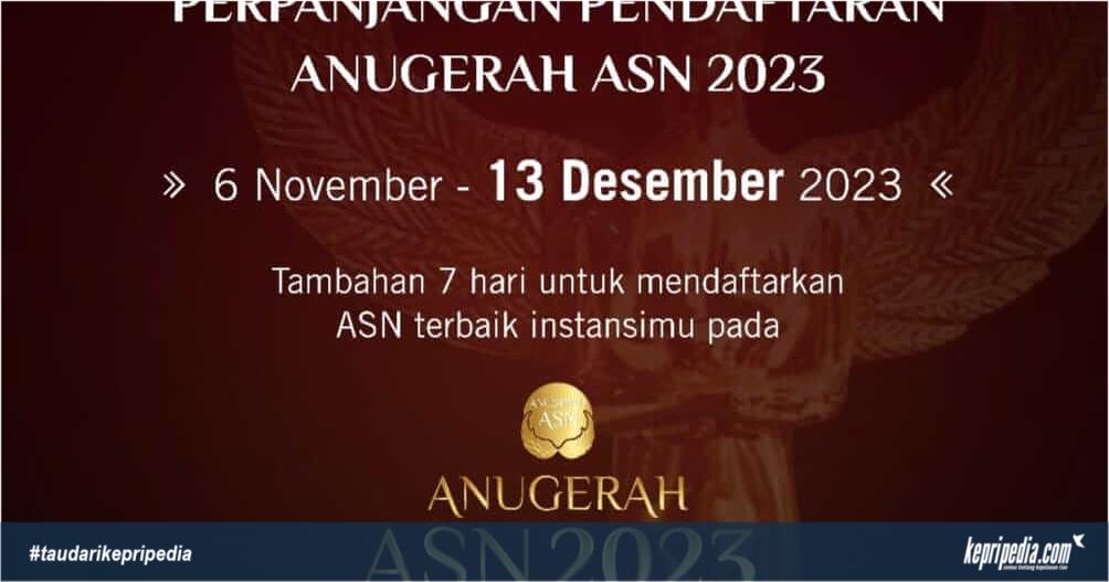 Pendaftaran Anugerah ASN 2023 Diperpanjang hingga 13 Desember