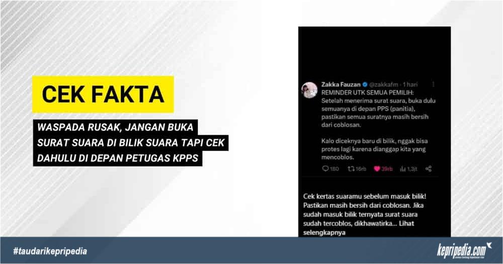 BENAR: Pemilih Boleh Buka dan Cek Surat Suara Sebelum Masuk Bilik ...